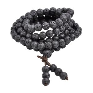 jovivi 8mm natural lava rock stone healing gemstone 108 prayer beads mala bracelet necklace mother's day gift