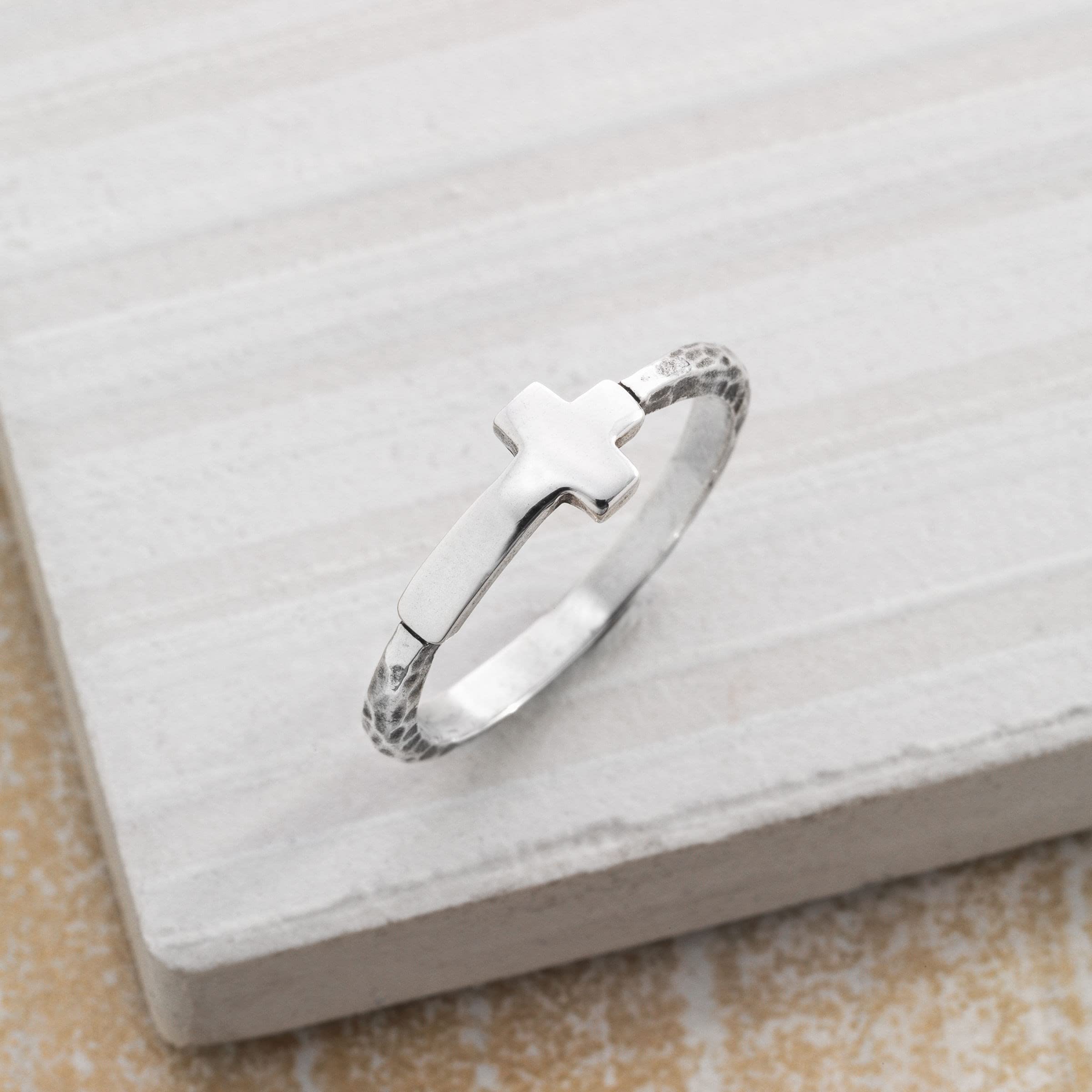 Silpada 'Simplex Cross' Horizontal Cross Textured Ring in Sterling Silver, Size 8, Size 8