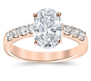 1 carat t.w. 14k rose gold gia certified oval classic prong set diamond engagement ring k/si1