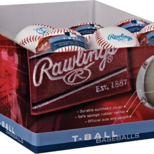 Rawlings Sponge Rubber Center Synthetic Cover Baseballs, Youth T-Ball, (Box of 24 Balls), TVBSW2-24