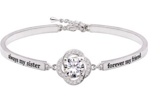 alov jewelry sterling silver "always my sister forever my friend" cubic zirconia bracelet