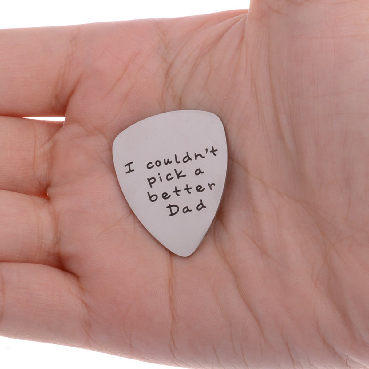 I Couldn't Pick a Better Dad Mens Stainless Steel Guitar Pick Gift for Daddy Papa Father