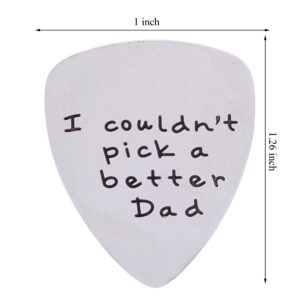 I Couldn't Pick a Better Dad Mens Stainless Steel Guitar Pick Gift for Daddy Papa Father