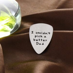 I Couldn't Pick a Better Dad Mens Stainless Steel Guitar Pick Gift for Daddy Papa Father