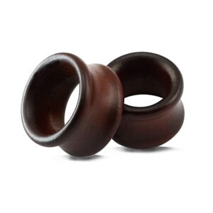 zs vintage natural brown black wood organic ear tunnel plugs stretcher gauges for men and women (brown,1"(25mm))