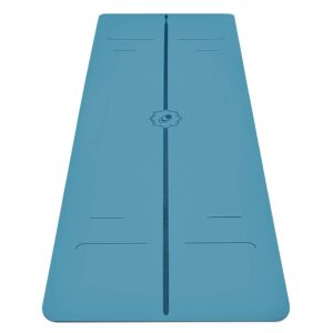 liforme evolve yoga mat – free yoga bag, patented alignment system, warrior-like grip, non-slip, eco-friendly and biodegradable, sweat-resistant, long, wide and 4.2mm thick mat for comfort - blue