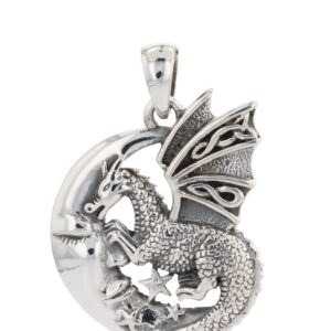 Jewelry Trends Sterling Silver Moon and Dragon Celtic Knot Pendant