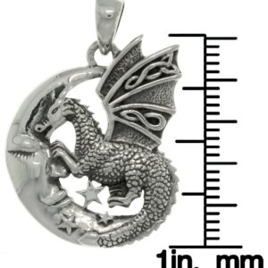 Jewelry Trends Sterling Silver Moon and Dragon Celtic Knot Pendant