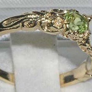 LetsBuyGold 10k Yellow Gold Natural Opal & Peridot Womens Trilogy Ring - Size 4.75