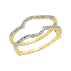 dazzlingrock collection 0.20 carat (ctw) round white diamond anniversary wedding enhancer guard double ring 1/5 ct, 14k yellow gold, size 8.5