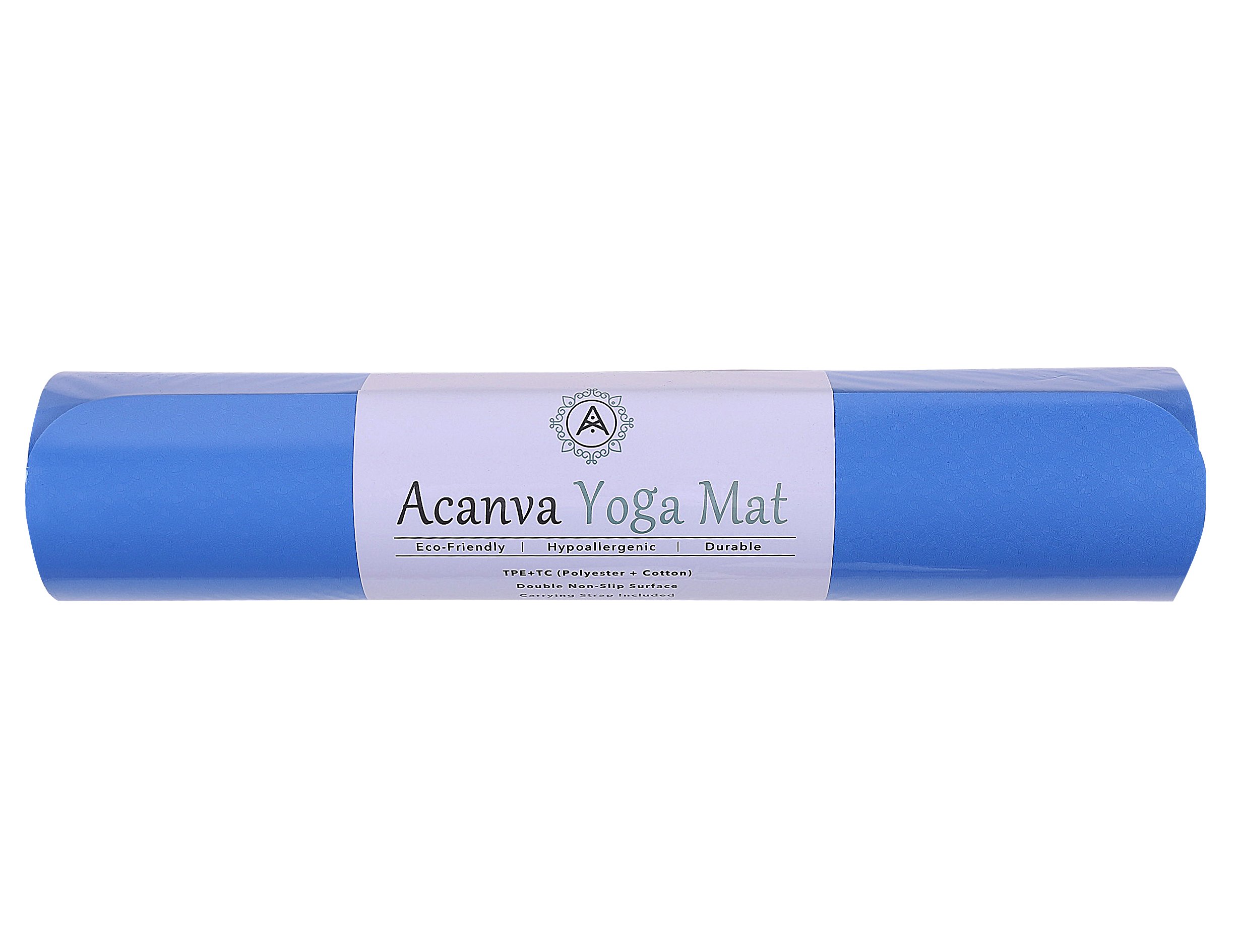 Acanva TPE Non-Slip Yoga Mat with Carrying Bag and Strap, Blue