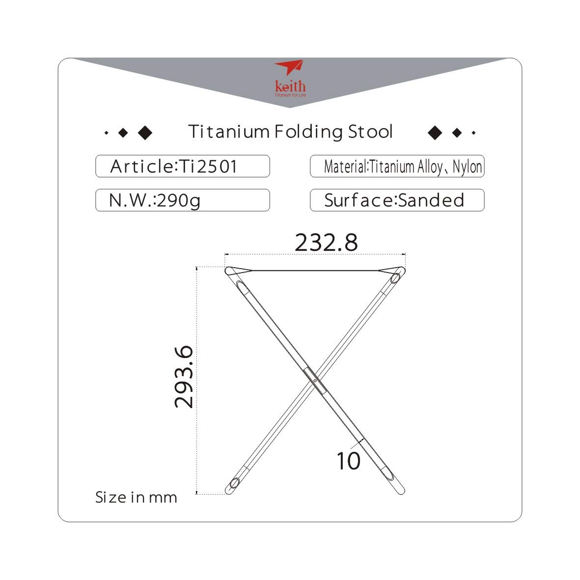 Keith Titanium Ti2501 Folding Stool