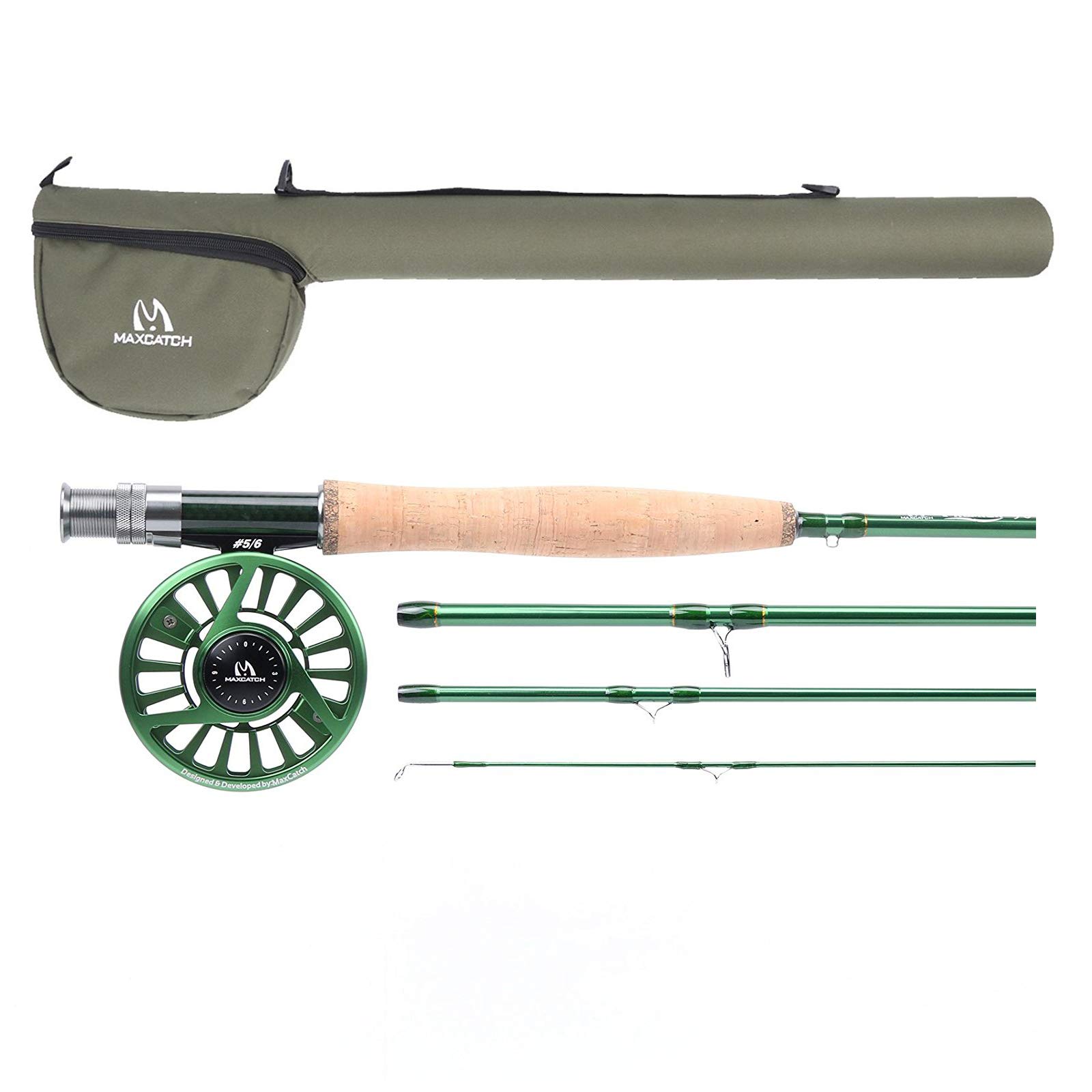 Maxcatch Premier Fly Fishing Rod with Avid Fly Reel (Includes Rod case) 3/4,5/6,7/8wt (Model03, 8'6'' 4wt Rod+3/4wt Reel)