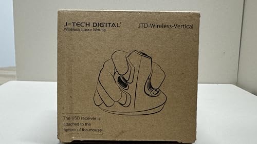 J-Tech Digital Scroll Endurance Mouse Ergonomic Vertical USB Mouse with Adjustable Sensitivity (600/1000/1600 DPI), Removable Palm Rest & Thumb Buttons - Reduces Hand/Wrist Pain (Style 1)