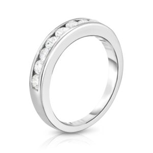 Noray Designs 14K White Gold Diamond (1/2 Ct, I1-I2 Clarity, G-H Color) Channel Wedding Band