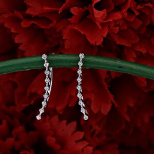 Dazzlingrock Collection 0.05 Carat (ctw) 10K Round White Diamond Ladies Crawler Curved Climber Earrings 1/20 CT, White Gold