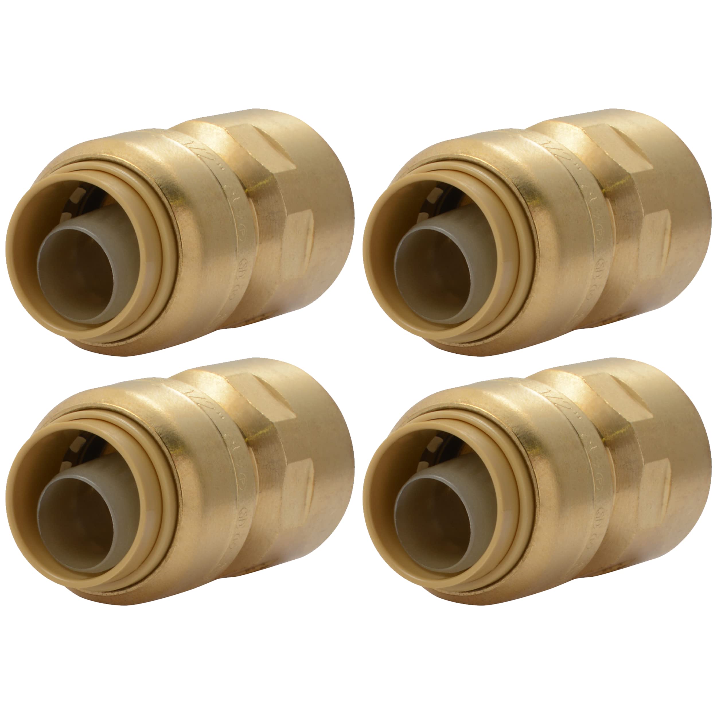 SharkBite 1/2 x 1/2 Inch FNPT Adapter, Pack of 4, Push To Connect Brass Plumbing Fitting, PEX Pipe, Copper, CPVC, PE-RT, HDPE, U072LFA4