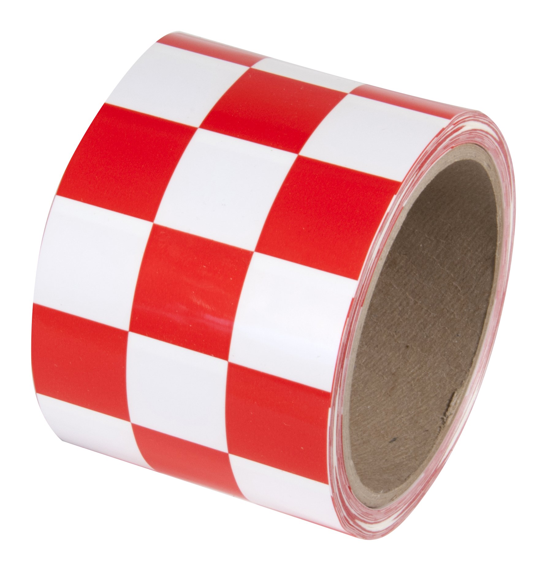 INCOM Manufacturing: 1 inch Square Pattern PVC Checkerboard Racing Laminated Safety Tape, 3 inch x 54 ft., Red and White – Indoor and Outdoor