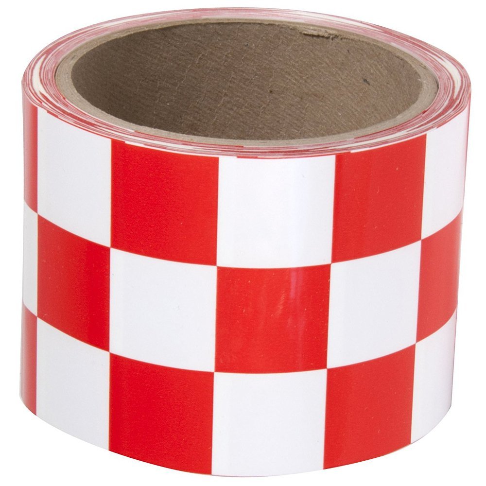 INCOM Manufacturing: 1 inch Square Pattern PVC Checkerboard Racing Laminated Safety Tape, 3 inch x 54 ft., Red and White – Indoor and Outdoor