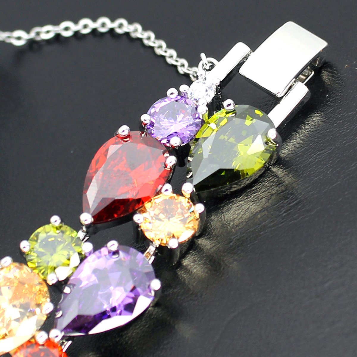 Classic Ladies Bracelet Garnet White Topaz Amethyst Citrine Peridot Pink Topza 7 Inches (7 Inches)