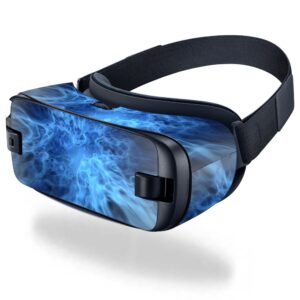 mightyskins skin compatible with samsung gear vr (2016) wrap cover sticker skins blue mystic flames