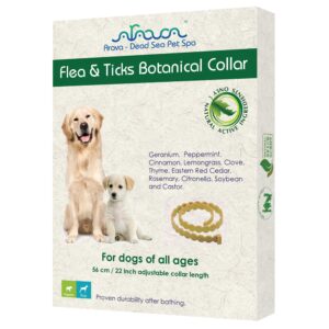 arava flea and tick collar for dogs & puppies - natural flea and tick prevention for dogs - 22" length - 11 natural active ingredients - safe for babies & pets - enhanced control & defense