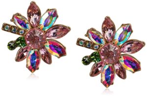 betsey johnson mixed stone flower stud earrings