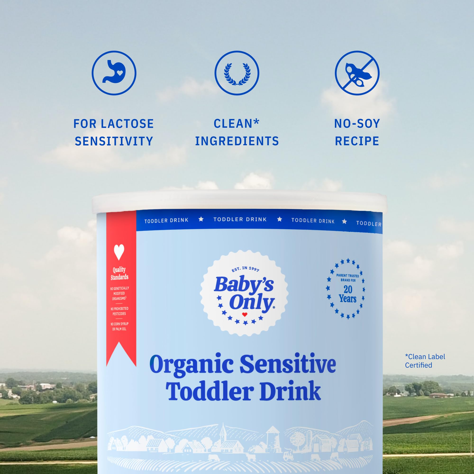 Baby's Only Organic Sensitive Toddler Drink for Lactose Sensitive Toddlers (LactoRelief), No Soy Dairy Milk Powder, 12 Months Old +, 12.7 oz, 6 Pack