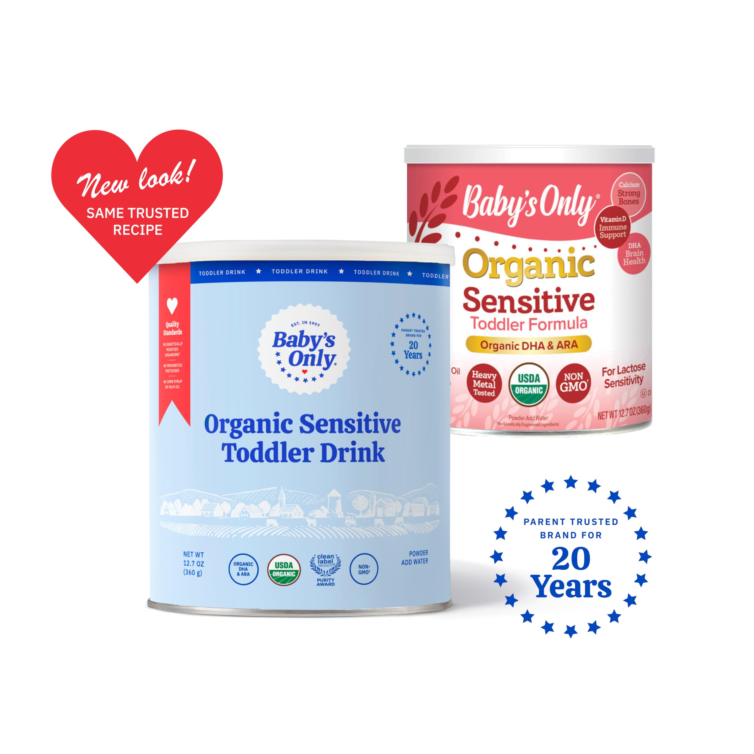 Baby's Only Organic Sensitive Toddler Drink for Lactose Sensitive Toddlers (LactoRelief), No Soy Dairy Milk Powder, 12 Months Old +, 12.7 oz, 6 Pack