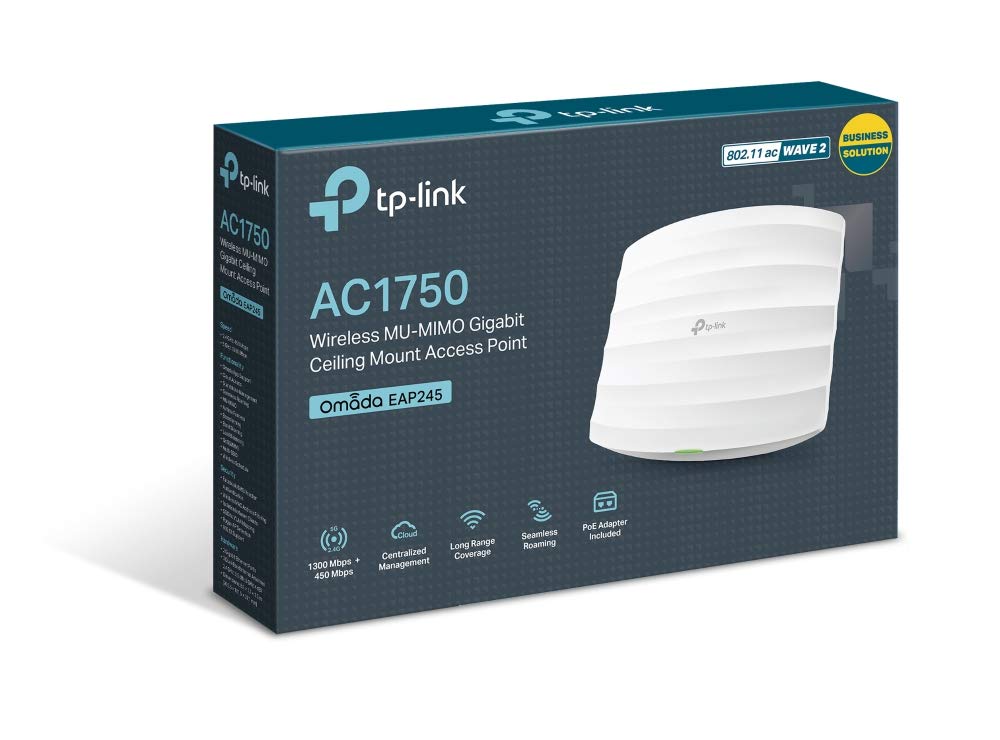 TP-Link AC1750 Wireless Wi-Fi Access Point - Supports 802.3at PoE+, Dual Band, 802.11AC, Ceiling Mount, 3x3 MIMO Technology (EAP245 V1)