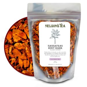 nelson's tea - sassafras root bark - cut & sifted sassafras root beer flavor - sassafras albidum (4 oz)