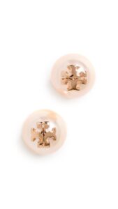 tory burch women's swarovski imitation pearl stud earrings, rose/rose gold, one size