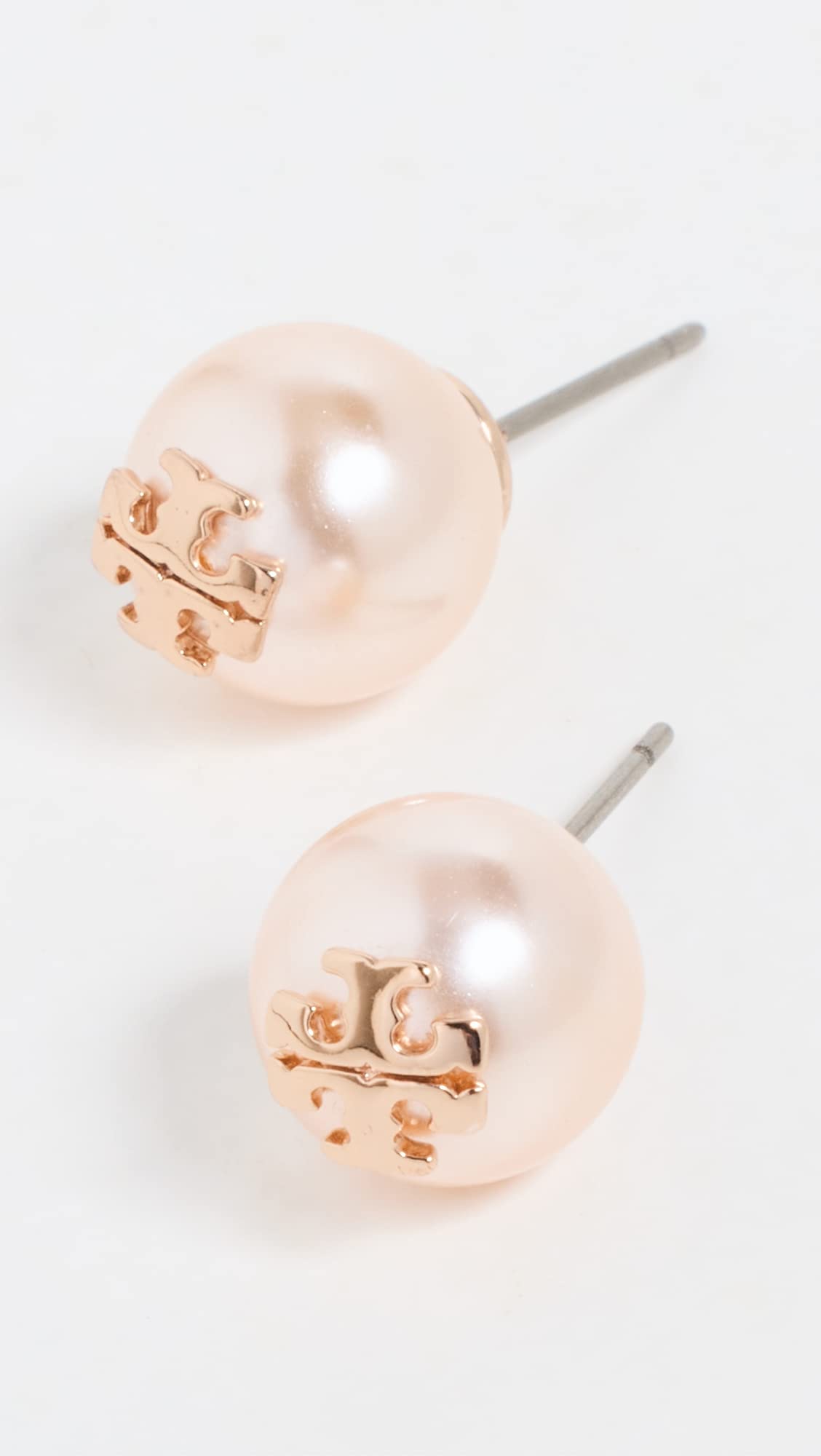 Tory Burch Women's Swarovski Imitation Pearl Stud Earrings, Rose/Rose Gold, One Size