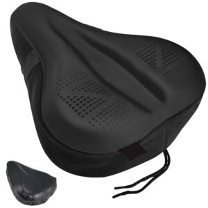 zacro bike seat cushion - padded gel bike seat cover for men & women comfort, extra soft bicycle saddle fit with peloton, spin stationary exercise