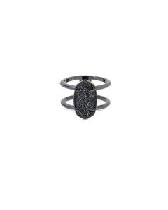 kendra scott elyse cocktail ring, size 8, fashion jewelry, gunmetal-plated brass, black drusy