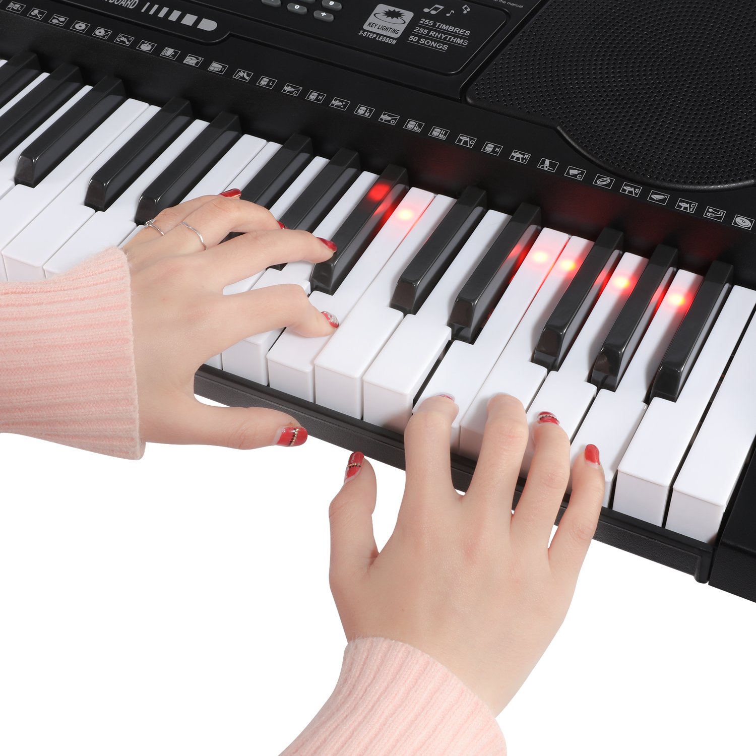 Joy 61-Key Lighting Keyboard with USB Music Player Function, Including Headphone, Stand & Stool (Kl-91MKit)