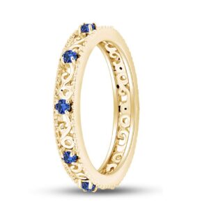 Jewel Zone US Round Cut Simulated Blue Sapphire Stackable Ring in 14K Yellow Gold Over Sterling Silver