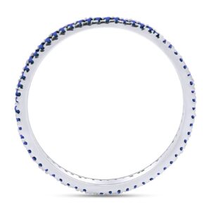 Jewel Zone US Simulated Blue Sapphire Eternity Stackable Wedding Ring in 14k White Gold Over Sterling Silver (1/5 Ct)