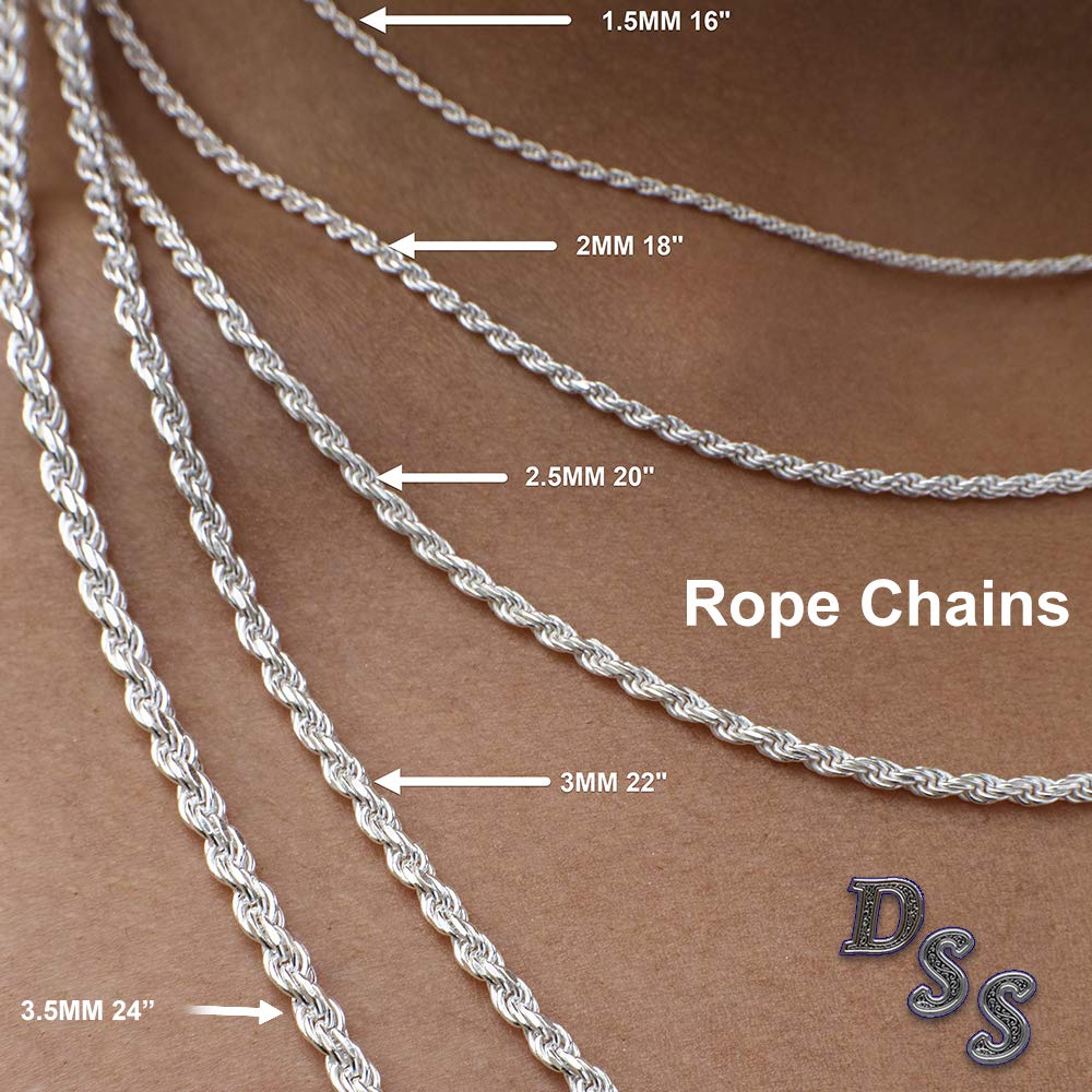 925 Sterling Silver 3.5MM Rope Chain 18