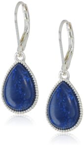 nine west silvertone and denim tear drop earrings