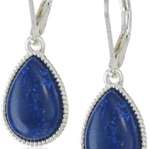 Nine West Silvertone and Denim Tear Drop Earrings