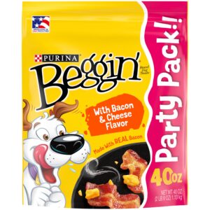 purina beggin' strips with real meat dog training treats with bacon and cheese flavors - 40 oz. pouch