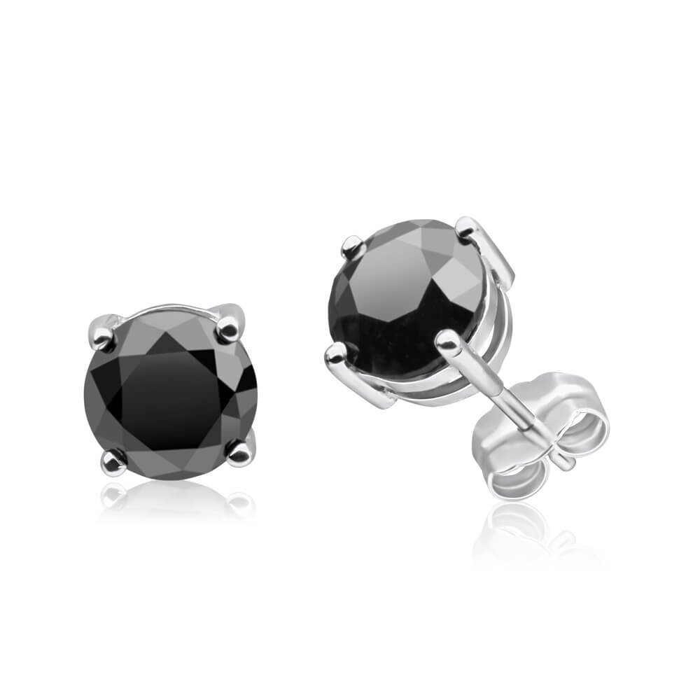 1 Carat Total Weight Black Diamond Solitaire Stud Earrings Pair set in 14K Rose Gold Popular Value Collection