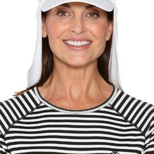 Coolibar UPF 50+ Men's Women's Hayden Chlorine Resistant All Sport Hat - Sun Protective (One Size- White)