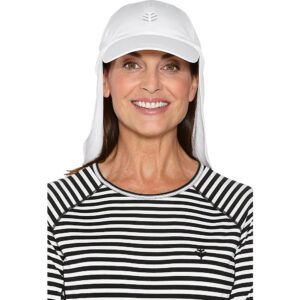 Coolibar UPF 50+ Men's Women's Hayden Chlorine Resistant All Sport Hat - Sun Protective (One Size- White)