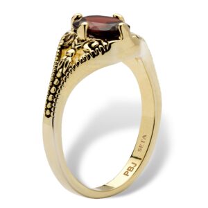 PalmBeach Yellow Gold-plated Antiqued Oval Cut Genuine Red Garnet Vintage Style Ring Sizes 5-10 Size 6