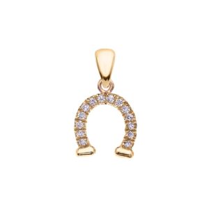 reversible diamond and high polish plain 14k yellow gold horseshoe good luck charm daintypendant