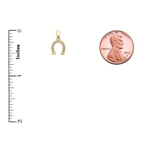 Reversible Diamond And High Polish Plain 14k Yellow Gold Horseshoe Good Luck Charm DaintyPendant