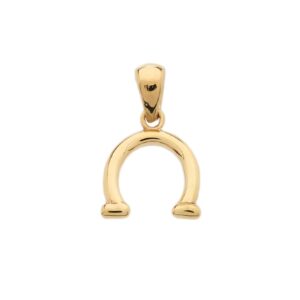 Reversible Diamond And High Polish Plain 14k Yellow Gold Horseshoe Good Luck Charm DaintyPendant