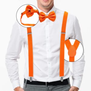 Man of Men - Men's Orange Bowtie & Suspender Set